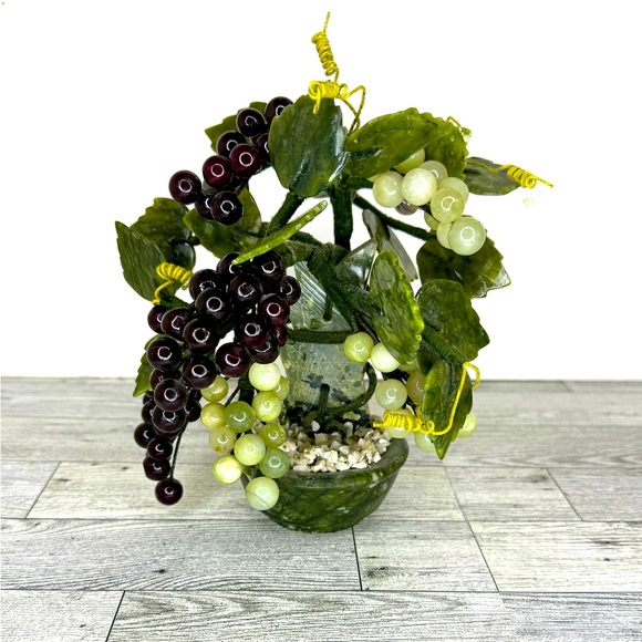 Accents | Vintage Chinese Jade Carved Grape Bonasi Tree Chinese Jade ...